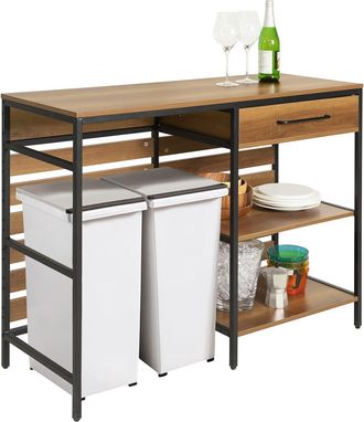 SoBuy K&uuml;chenwagen mit Arbeitsplatte, K&uuml;cheninsel freistehend, Servierwagen mit Rollen und Schublade, K&uuml;chenschrank mit offenen Ablagen, Vintage, BHT ca. 120