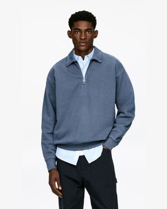 Arket Poloshirt Mit Kurzem Reißverschluss -Blau