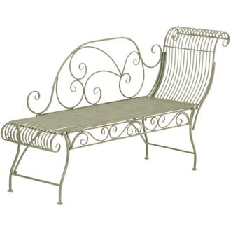 Clp Banquette de jardin en fer forg&eacute; vert antique - Largeur 156 cm - Hauteur 78 cm - Profondeur 46 cm - Pour espaces ext&eacute;rieurs