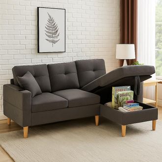 Merax Ecksofa mit Schlaffunktion, Bettkasten & Stauraum - Schlafcouch mit Getr&auml;nkehalter und Seitentaschen - modernes L-Sofa f&uuml;r Wohnzimmer & G&auml;stezimmer