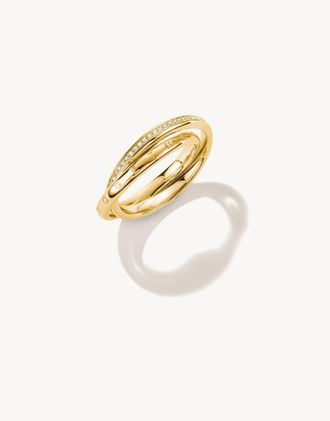 Thomas Sabo Doppelring mit wei&szlig;em Zirkonia in Gelbgold, Wei&szlig;