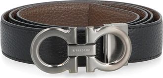 Ferragamo Homme, Accessoires, Noir, Taille: 115 CM Reversible Leather Belt