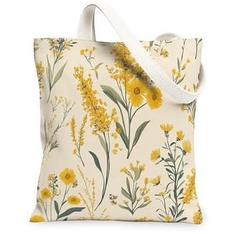 Generic Sac fourre-tout en toile r&eacute;utilisable pour le shopping, 33 x 38,1 cm, motif floral sauvage vintage, sac d&eacute;picerie r&eacute;utilisable pour femme, esth&eacute;tique,