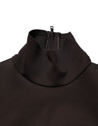 Dolce & Gabbana Womens Brown Turtleneck Jersey Long Maxi Dress Viscose Nylon Elastane