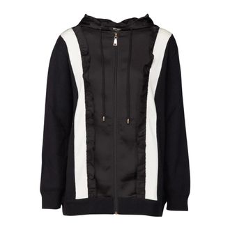 Twinset Femme, Sweatshirts et sweats &agrave; capuche, Multicolore, Taille: 36 FR Veste Tricot avec Inserts en Satin et Capuche