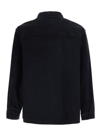 Saint Laurent Mens Shirt With Cassandre Embroidery, Black Cotton
