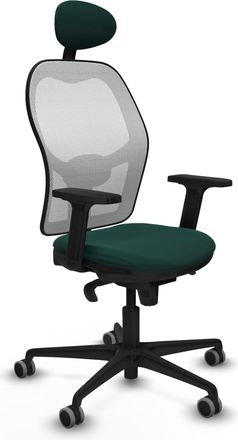 Piqueras y Crespo Schreibtischstuhl mit 2D-Armen, h&ouml;henverstellbare Lendenwirbelst&uuml;tze und festes Kopfteil, ausgestattet mit 5 Positionen und injiziertem Schaum. Wei&szlig;/F