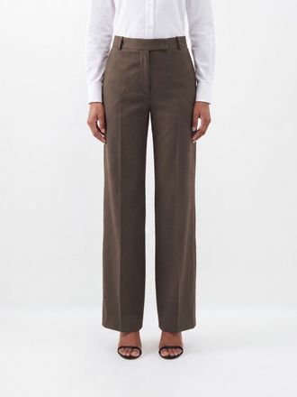 Joseph Hoch taillierte, ma&szlig;geschneiderte Wide-Leg-Hose aus Viskose- und Baumwollmischung