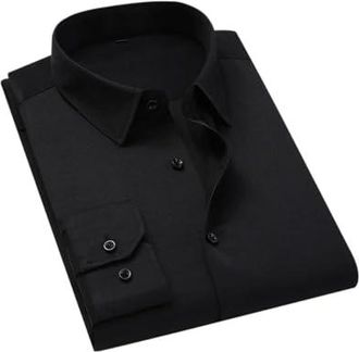 Generic Chemise daffaires de couleur unie d&eacute;contract&eacute;e &agrave; manches longues pour homme, Noir, 3XL