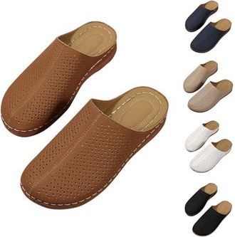 Generic Mules plates pour femme - Bout rond - Dos nu - Mocassins confortables et ferm&eacute;s - Pour l&eacute;t&eacute; - Confortables - Coupe large - Tongs de plage confortables