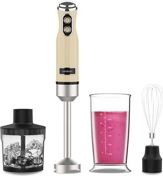 Cecotec Stabmixer Power RetroYellow 1200MAX Cream&Crush, Maximalleistung 1200 W, CrossBlades-Technologie, 2 Geschwindigkeiten, Zubeh&ouml;rset sp&uuml;lmaschinenfest, S