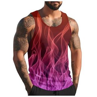 Generico T-shirt de sport d&eacute;t&eacute; d&eacute;contract&eacute; en coton avec imprim&eacute; Tie-Dye pour homme, Rose intense, XXXL