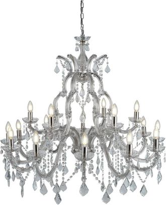 Searchlight Searchlight - Lustre marie therese 18L m&eacute;tal chrome avec pampille cristal E14 18x60w max diam&egrave;tre 98cm