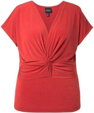 Ulla Popken T-Shirt Top Drapierung V-Ausschnitt &auml;rmellos