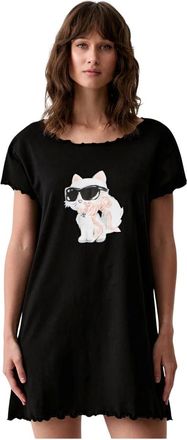 Karl Lagerfeld Femme, Robes, Noir, Taille: 40 FR Ikon Nightshirt