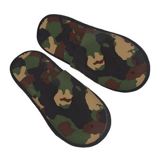 Generic Pantoufle Maison Vert Marron Noir Camouflage Chaussons Maison Antid&eacute;rapantes Hiver Pantoufles Doux Hiver Chaussures Chaudes Pour Maison Salon H&ocirc;tels M