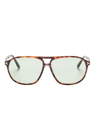Tom Ford Eyewear lunettes de soleil &agrave; monture pilote - Marron