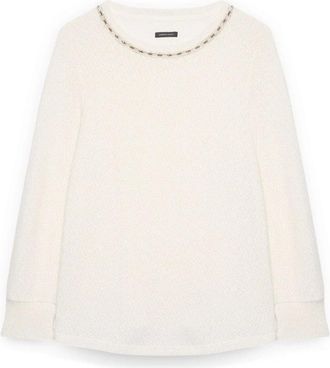 Fiorella Rubino Femme, Tops, Blanc, Taille: 40/42 FR T-shirt en jersey avec d&eacute;tail dencolure