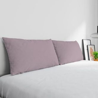 Italian Bed Linen Paar Kissenbez&uuml;ge Max Color 100% Baumwolle, Made in Italy, Gr&ouml;&szlig;e Kissenbezug 50 x 80 cm mit Innenklappe, einfarbig - Altrosa