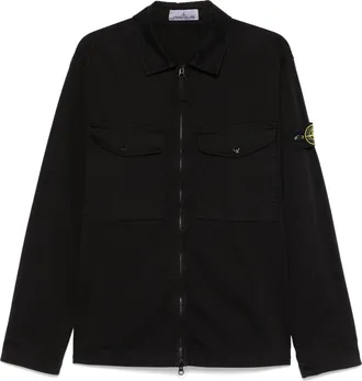 Stone Island Hemdjacke mit Kompass-Patch - Schwarz