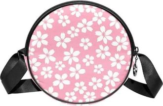 Generic Sac &agrave; bandouli&egrave;re rond pour femme, motif floral artistique, petit sac &agrave; dos &agrave; bandouli&egrave;re avec fermeture &eacute;clair, bretelles r&eacute;glables, sac &agrave; main rond 