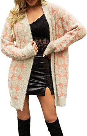 Generic 2026 Vestes pour femmes tendance tendance long en laine cardigan veste, kaki, M