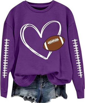 Generic Hauts dhiver pour femmes - Sweat &agrave; imprim&eacute; graphique britannique - Haut surdimensionn&eacute; &agrave; col rond - Manches longues - Automne - Hiver - D&eacute;contract&eacute; - 