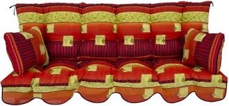 Patio Hollywoodschaukel Auflage 170x50 rot orange Bora Sitzfläche mit Rückenlehne 2 Seitenkissen Volant vorne gesteppt