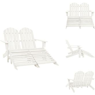 vidaXL Adirondack-Gartenbank 2-Sitzer mit Fu&szlig;teil Tannenholz Wei&szlig; - Gartenstuhl - Adirondack Stuhl - Holz Gartenm&ouml;bel - Tannenholzm&ouml;bel - Gartenbank