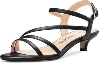 Castamere Femmes Ouvert Bout Bas Kitten Talon Heel Lanières Cheville Sandales Boucle Dress Bureau Décontracté Chaussures 3.5 CM Heels Noir 38 EU