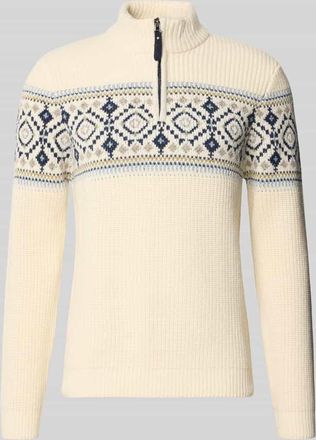 Ragman Norwegerpullover aus Woll-Mix mit Troyer-Kragen