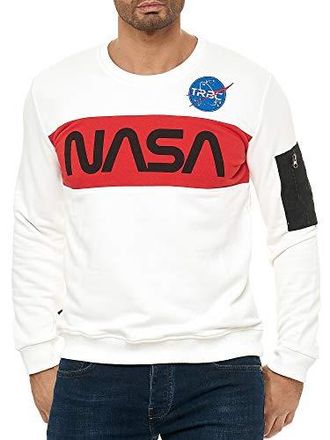 Red Bridge Sweat-Shirt avec Le Design de la NASA Pull pour Hommes Blanc M
