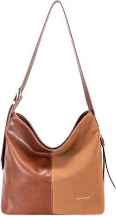 David Jones Sac Hobo Port&eacute; &eacute;paule Femme Ville - Sac bandouli&egrave;re Similicuir PU - Grande Capacit&eacute; - Bandouli&egrave;re ajustable - Pratique Chic Classique El&eacute;gant (Cocoa B