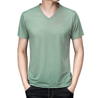 Generic T-shirt de sport &agrave; manches courtes pour homme Motif rayures, Vert, 4XL
