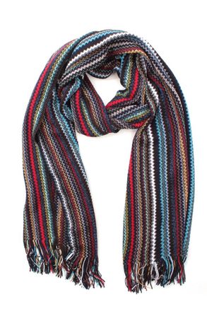 Missoni Zig-Zag Knit Wool Blend Long Scarf