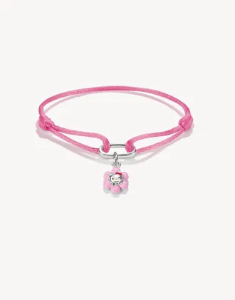 Thomas Sabo Hello Kitty bracelet textile rose avec charm - connect en argent&eacute;, noir, rouge, rose
