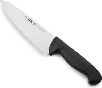 Arcos Couteau de Chef Professionnel - Lame Dentelée Acier Inoxydable NITRUM 20 cm - Manche Polypropylène Noir - Durabilité et Précision - Série 2900