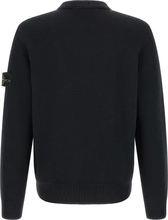 Stone Island Mens Blue Virgin Wool Cardigan Clothing
