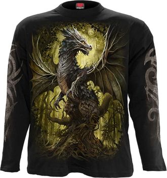 Spiral Oak Dragon Männer Langarmshirt schwarz L 100% Baumwolle Basics, Drachen, Horror, Rockwear