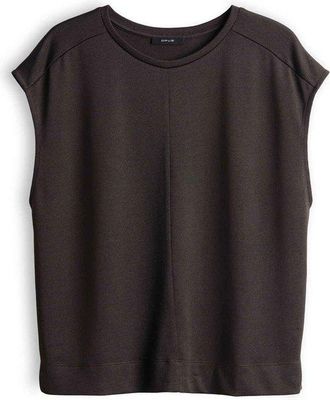OPUS Kurzarmshirt Slummi Regular Fit mit Rippstruktur Mit kleinen Schlitzen an der Seite