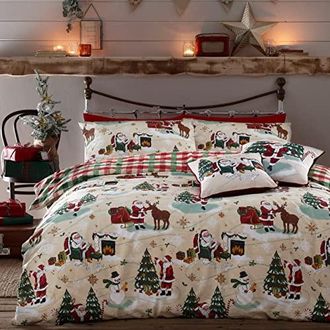 furn. Jolly Santa Bettbezug-Set, Kingsize, Mehrfarbig