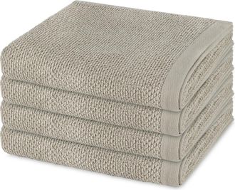 Möve Bliss 4er Set Handtücher 50x100 cm - Extra weiche Baumwolle mit Perlstruktur und Massageeffekt - Breiter Saum & Kordelaufhänger - Hautfreundlich, Stra