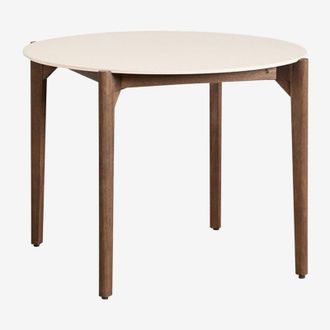 Sklum Sklum - Runder Esstisch &Oslash;100 cm aus Zement und Akazienholz Xajul Akazienbraun dunkel