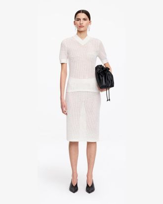 Arket Gestrickter Bleistiftrock -Wei&szlig;