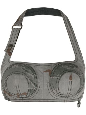Marine Serre haut crop &agrave; imprim&eacute; camouflage - Gris