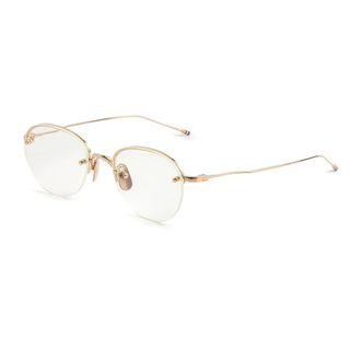 Thom Browne unisex, Accessoires, Jaune, Taille: 52 MM Lunettes ovales semi-cercl&eacute;es en titane