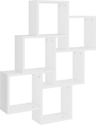 vidaXL &Eacute;tag&egrave;re murale cube Blanc 78x15x93 cm Bois ding&eacute;nierie