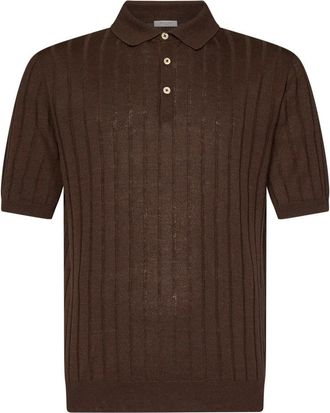 Boglioli Homme, Tops, Brun, Taille: M Polo en Lin et Coton Marron