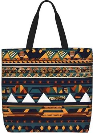 Generic Motifs Ethniques Africains Sac &Agrave; Bandouli&egrave;re D&eacute;contract&eacute; Tote Bag R&eacute;utilisable Sac A Main Femme Pour Gym Travail Voyage