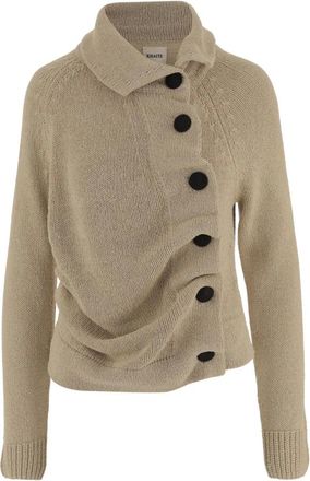 Khaite Femme, Pulls, Beige, Taille: 38 FR Maille en Soie et Coton avec Boutonnage Asym&eacute;trique